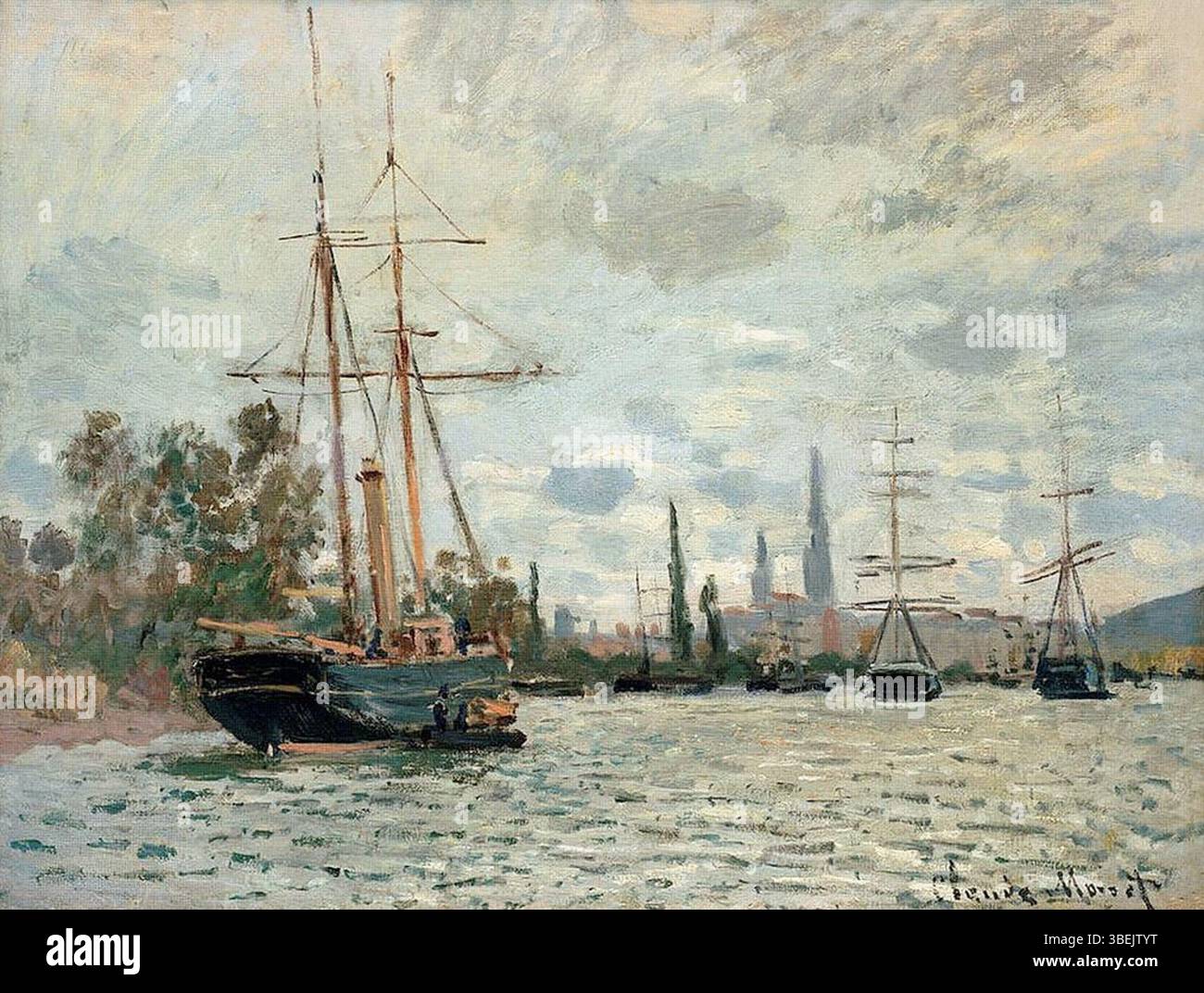 Claude Monet's 1873 painting depicts the Seine River at Rouen ...
