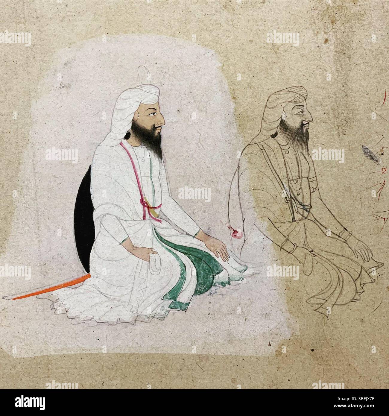 This preparatory sketch and painting of Raja Dhian Singh Dogra from ...