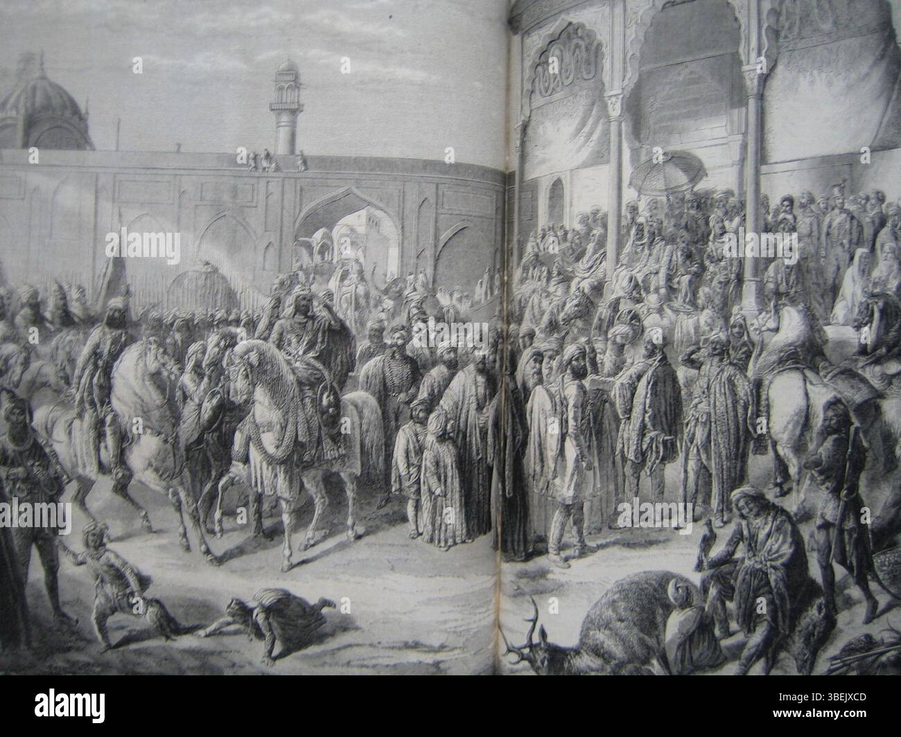 This illustration from a French journal in 1858 depicts the court of Maharaja Ranjit Singh at ...