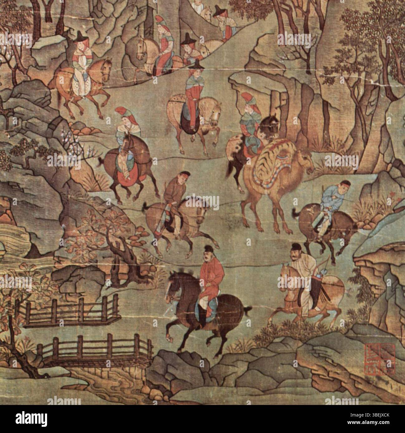 This painting, titled 'The Journey of Emperor Ming-Huang to Shu,' dates ...