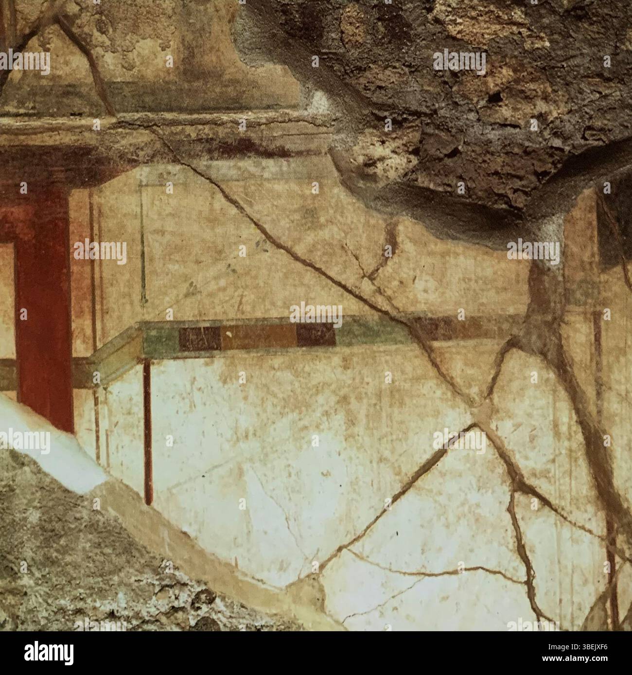 Original frescoes on the north wall upper zone of Atrium B in the House ...