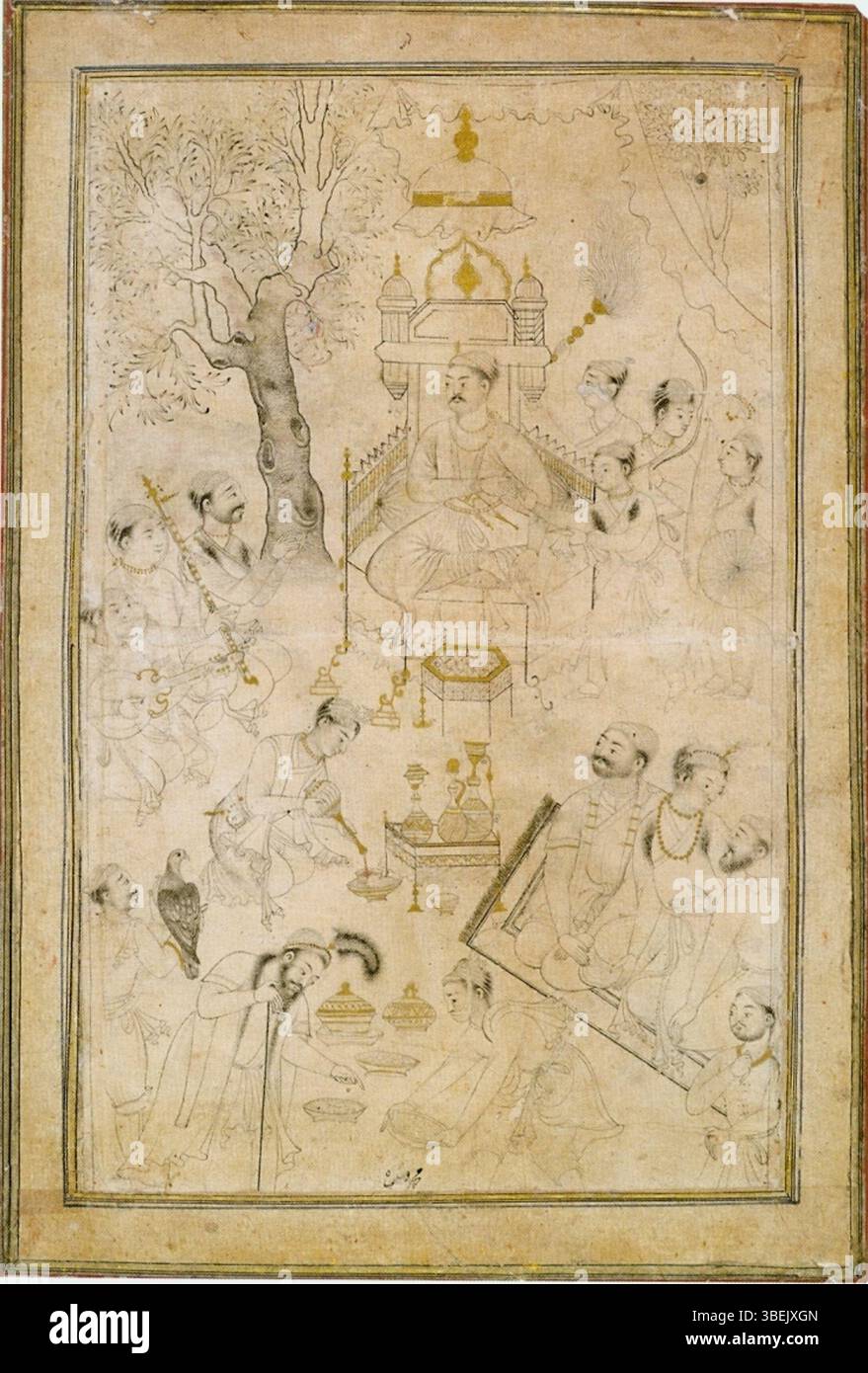 A late 16th-century illustrated scene, possibly depicting Burhan II ...