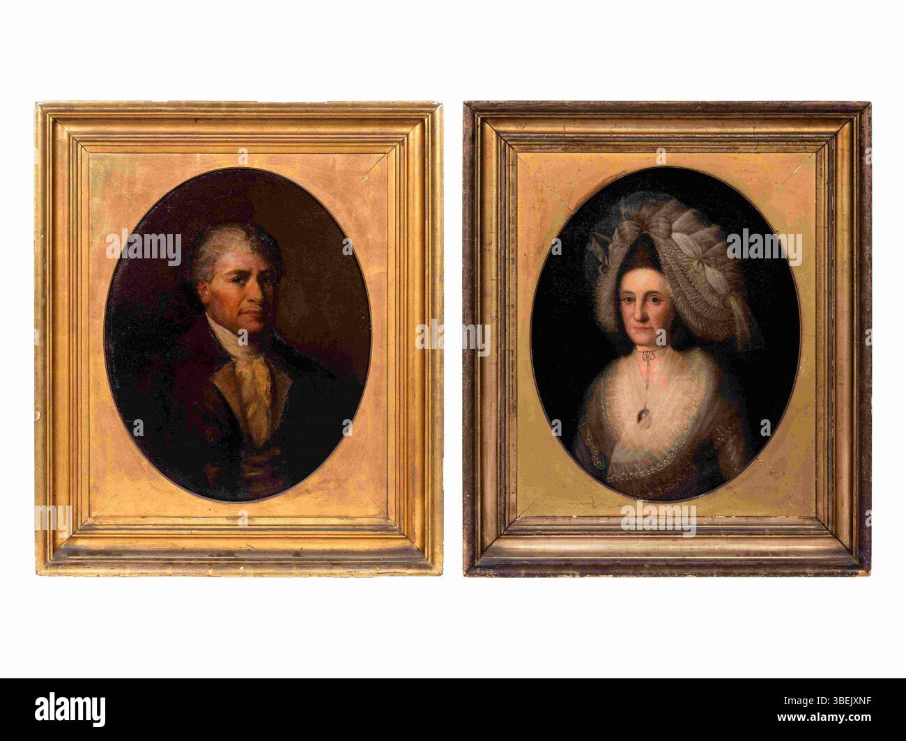Oil on canvas portraits attributed to Gilbert Stuart, circa 1790 ...