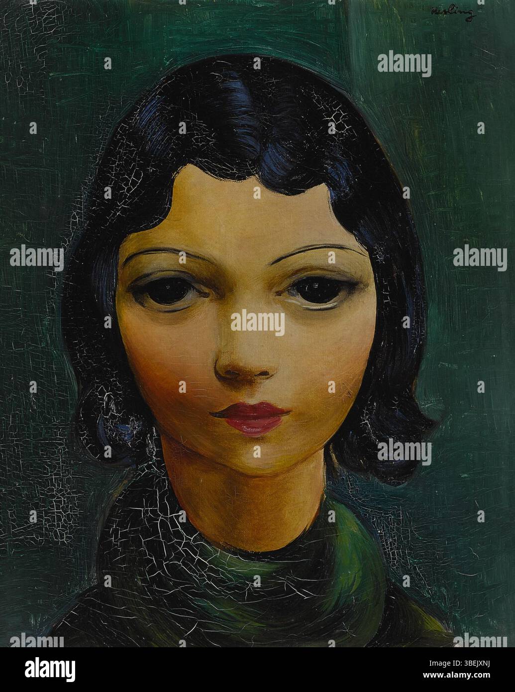 Moïse Kisling’s *Tête de jeune femme*, painted in 1931, presents a portrait of a young woman ...