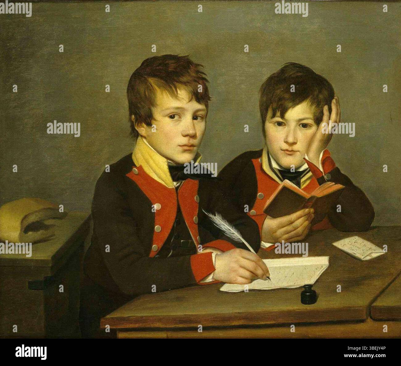 This 1815 painting by an anonymous French artist depicts two children ...