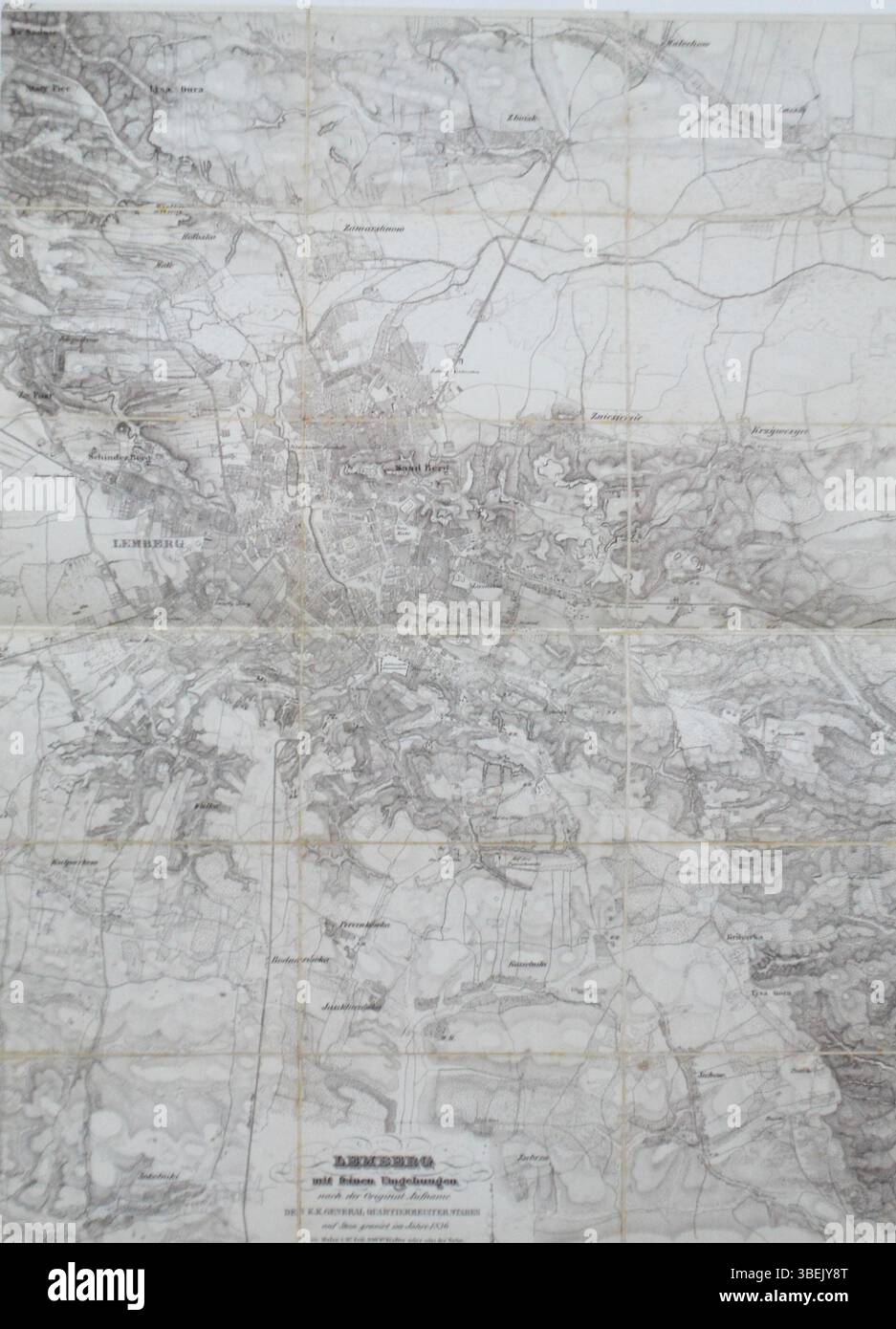 Map of Lemberg (modern-day Lviv) and surrounding areas, engraved in ...