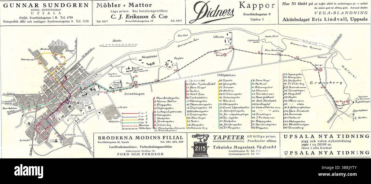 This map from the early 1930s illustrates the tram lines operated by ...