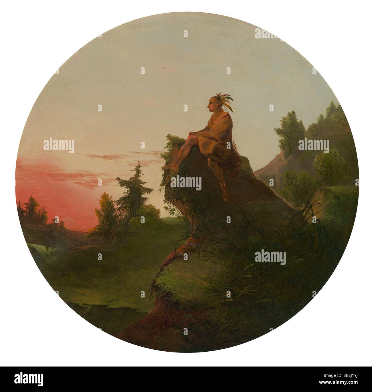 Oil painting 'Chieftan's Last Gaze' by Jesse Talbot (1805–1879), dated ...