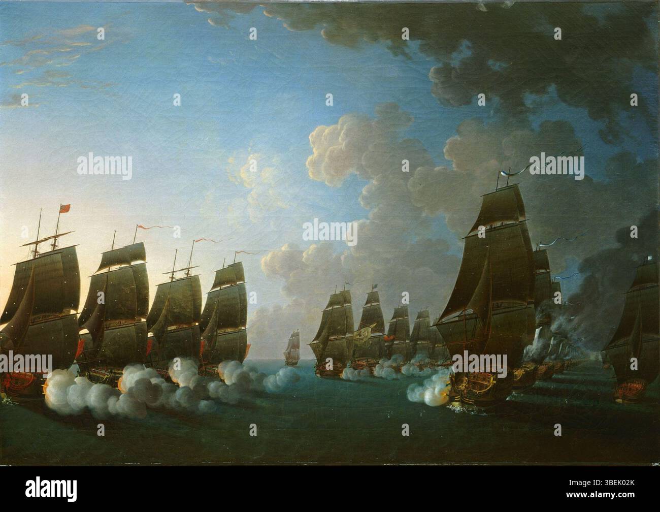 The Battle of Dominica on April 17, 1780, depicted by Auguste Louis de ...