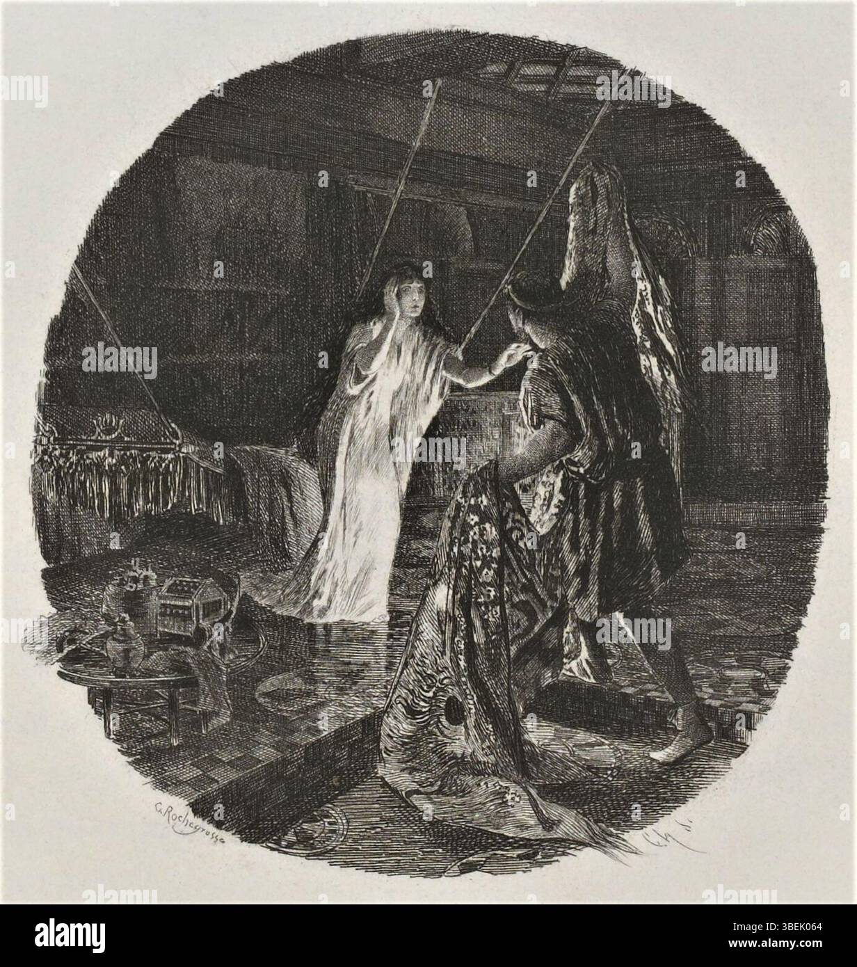 This etching by Eugène-André Champollion, based on a composition by ...