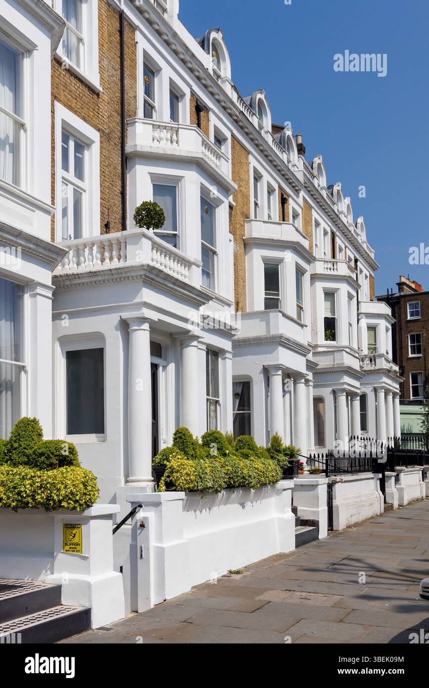 Houses with porches and pillars, Penywern Road, Kensington, London ...
