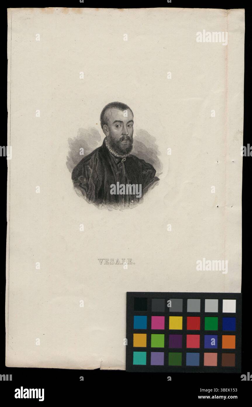 This lithograph from between 1700 and 1799 depicts Andreas Vesalius ...