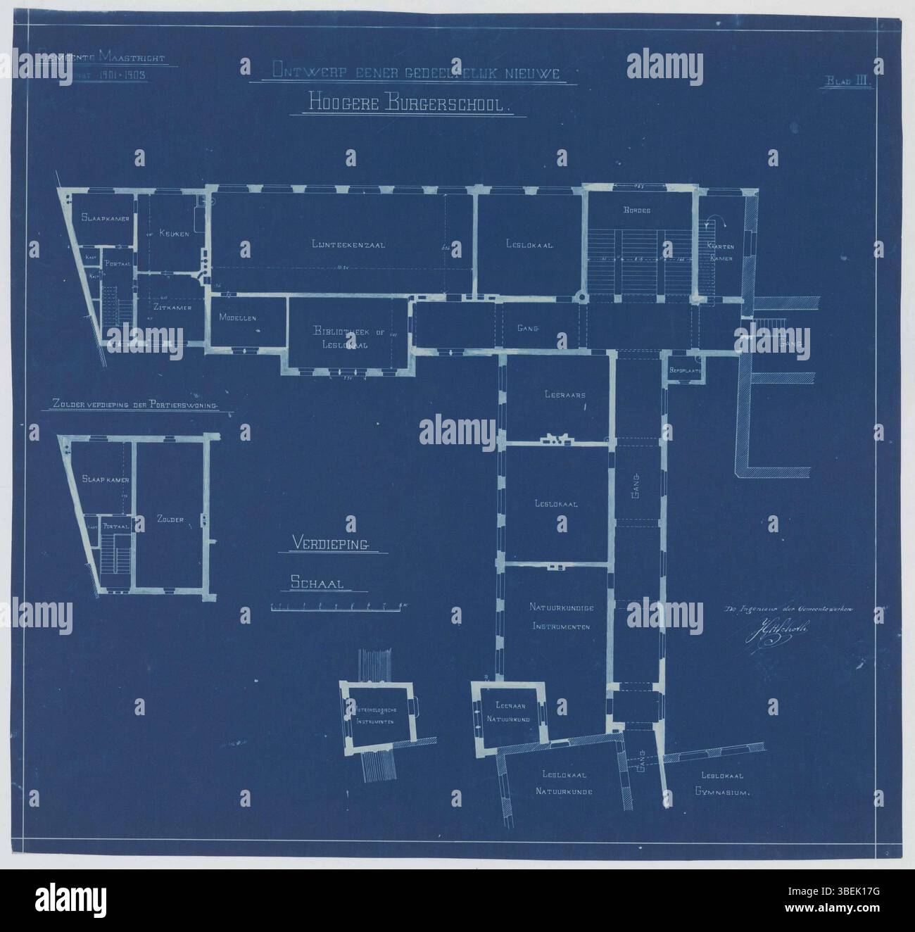 A blueprint by engineer J.G.H. Schoth for the expansion of the ...