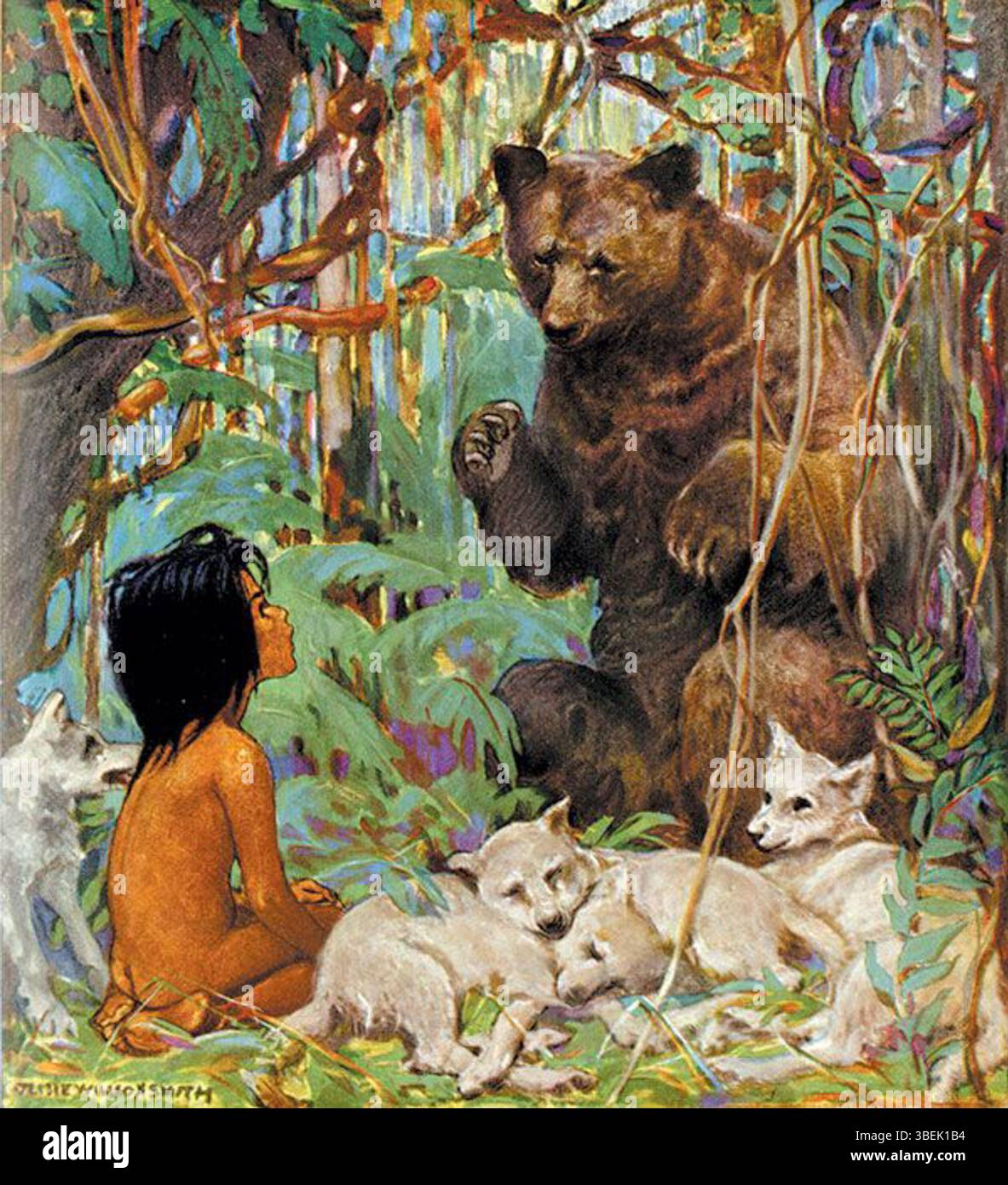 Jessie Willcox Smith's illustration of Rudyard Kipling's Mowgli ...