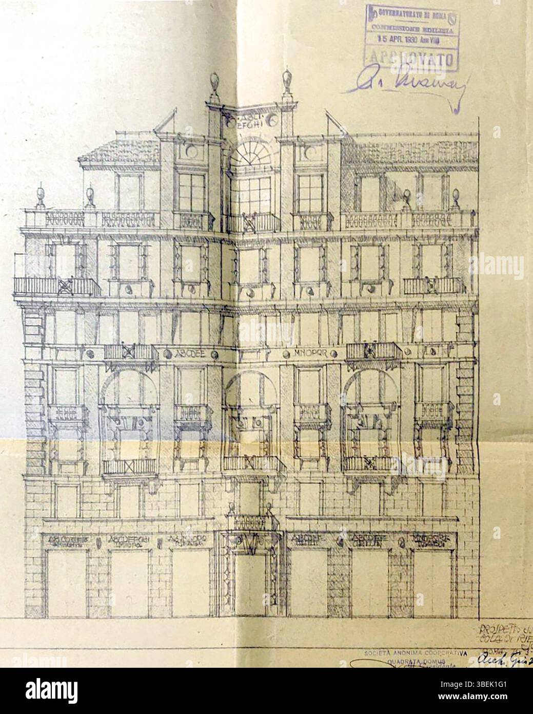 This 1930 architectural drawing by Giuseppe Cannovale depicts the ...