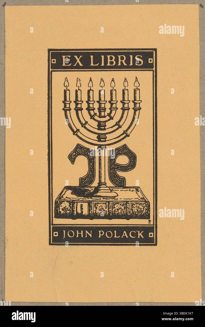 This ex libris, designed for John Polack by Johannes Petersen, features ...