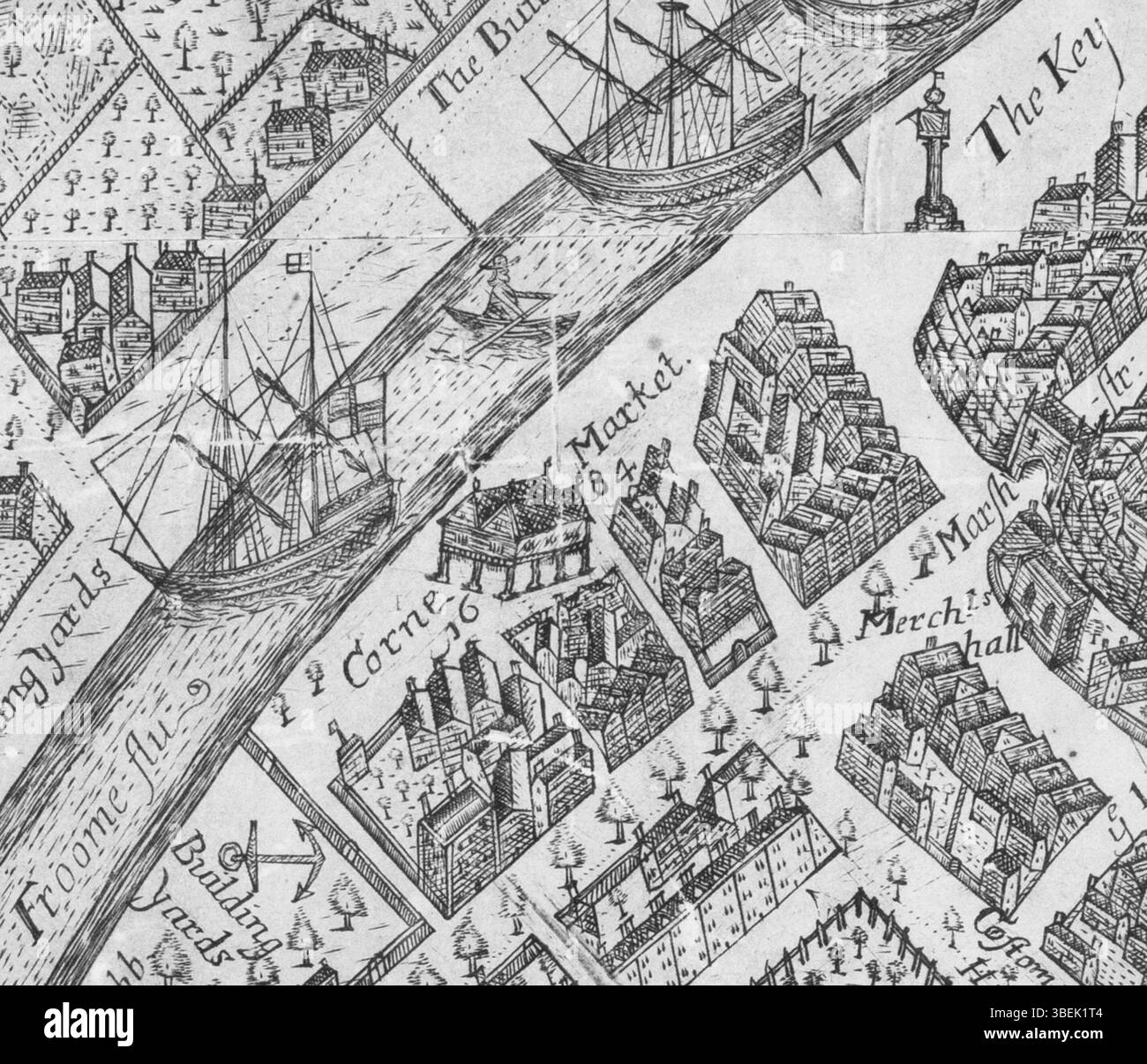 James Millerd's 1728 map depicts the Corn Market built in 1684 at Broad ...