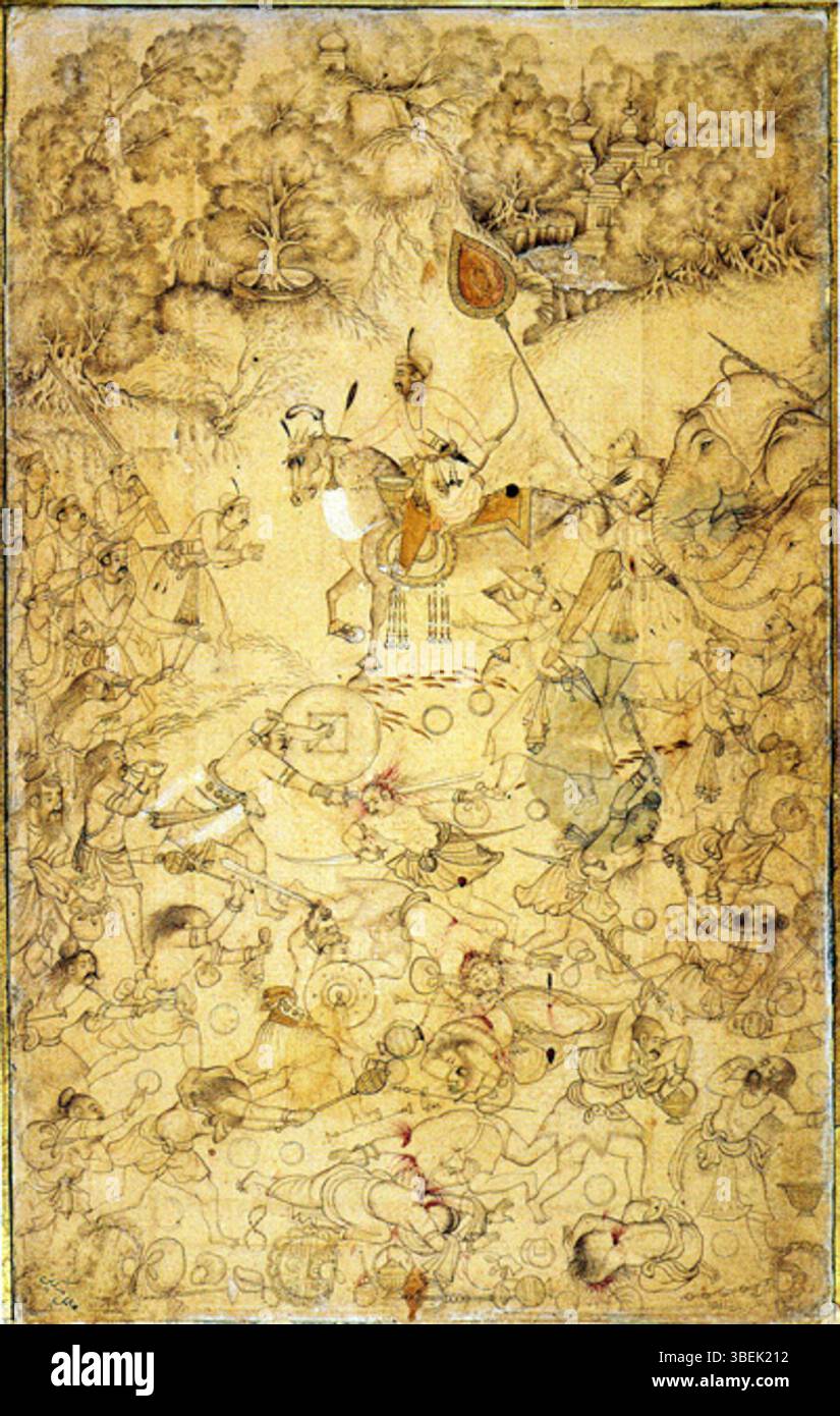 This early Mughal painting from circa 1604 depicts Akbar the Great ...