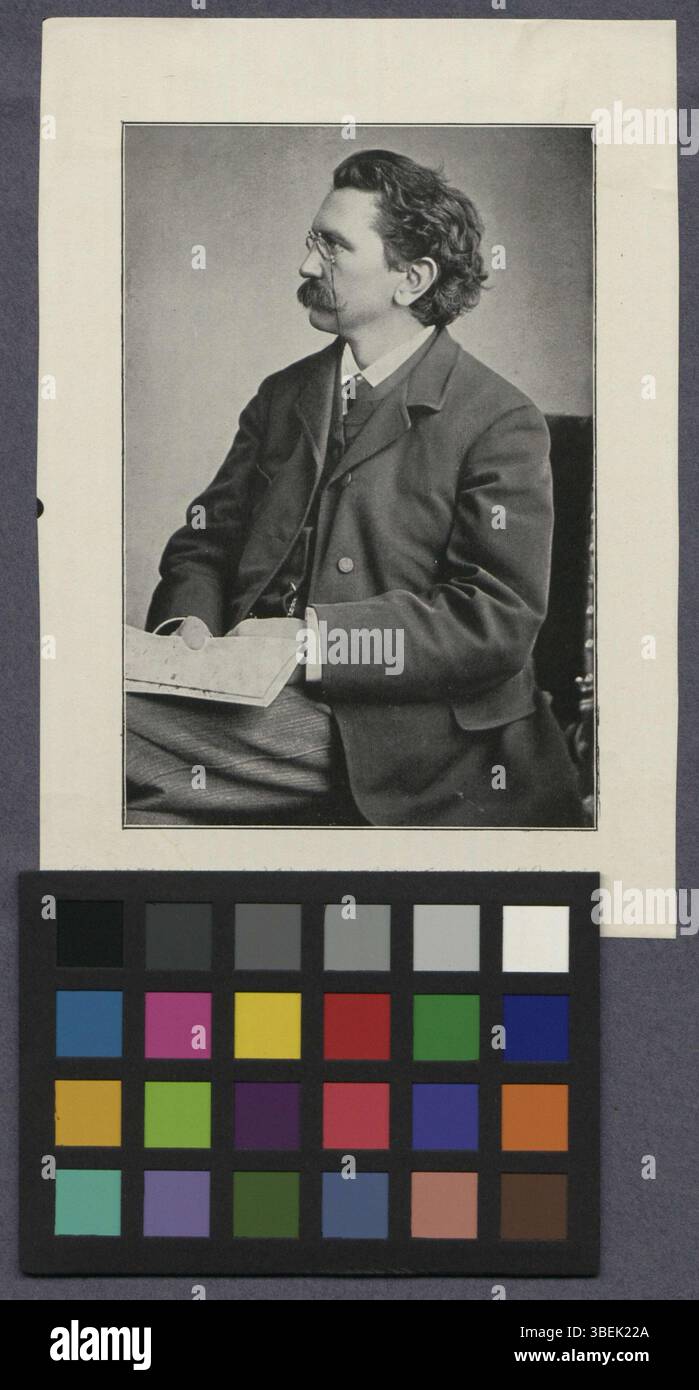 Reproduction of a black and white photograph of Hans Huber from between ...