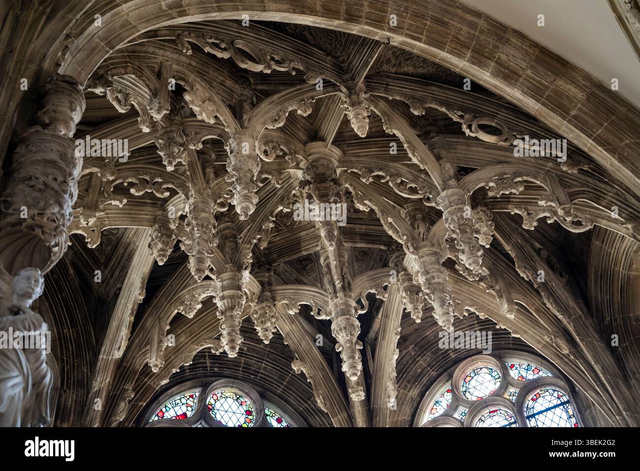 Gothic ceiling decoration, Church of Saint-Pierre, a Catholic church ...