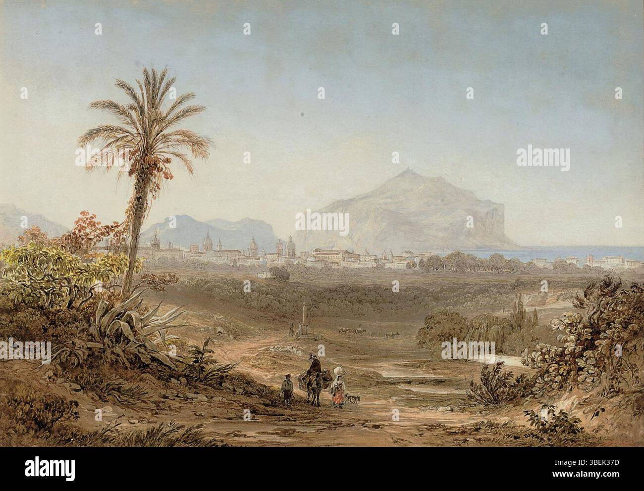 This artwork by Friedrich Horner depicts travelers approaching Monte ...