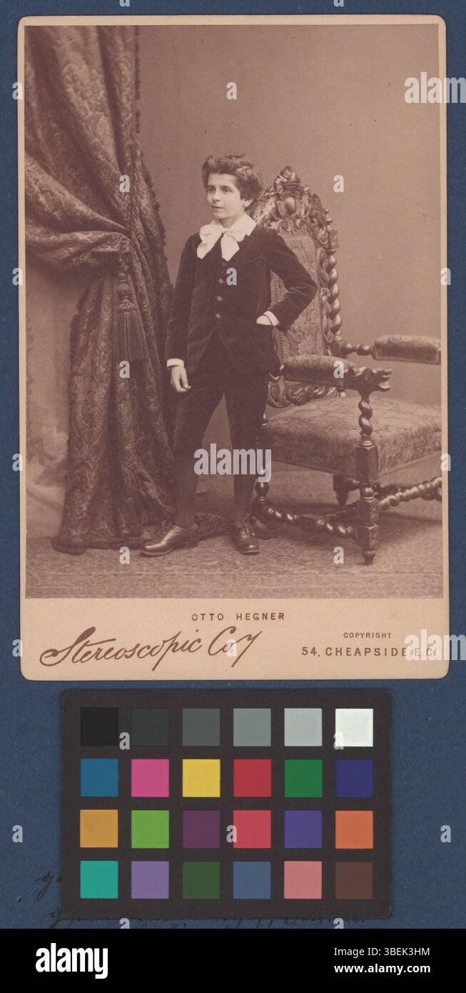 This photograph, created around 1886, shows Otto Hegner in a formal ...