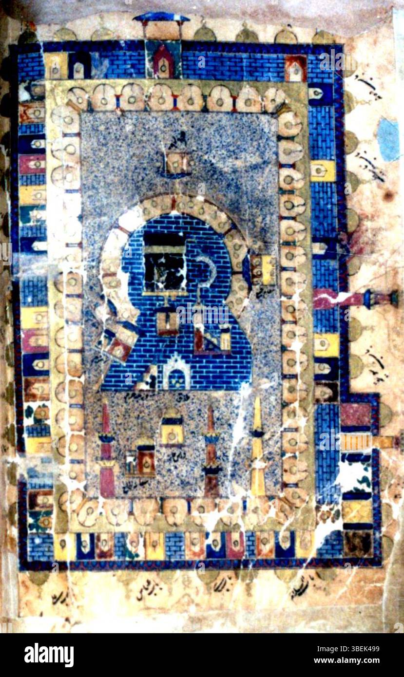 This painting, dated circa 1579 CE (987 AH), depicts the Kaaba complex ...