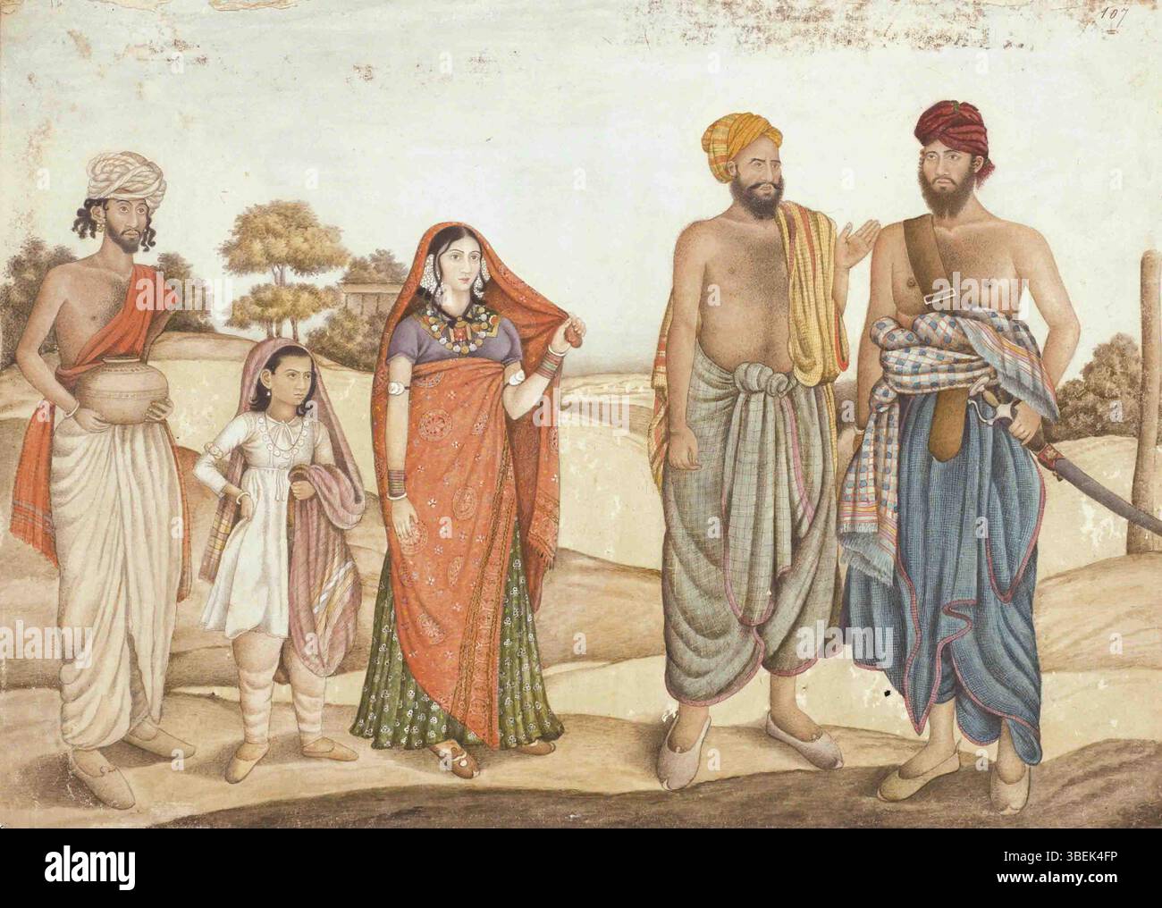 A painting from circa 1816 showing villagers at Rania, Haryana, created ...