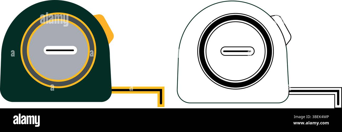 Tape Measure Full Color Monochrome Design Variants and Vector Stock ...