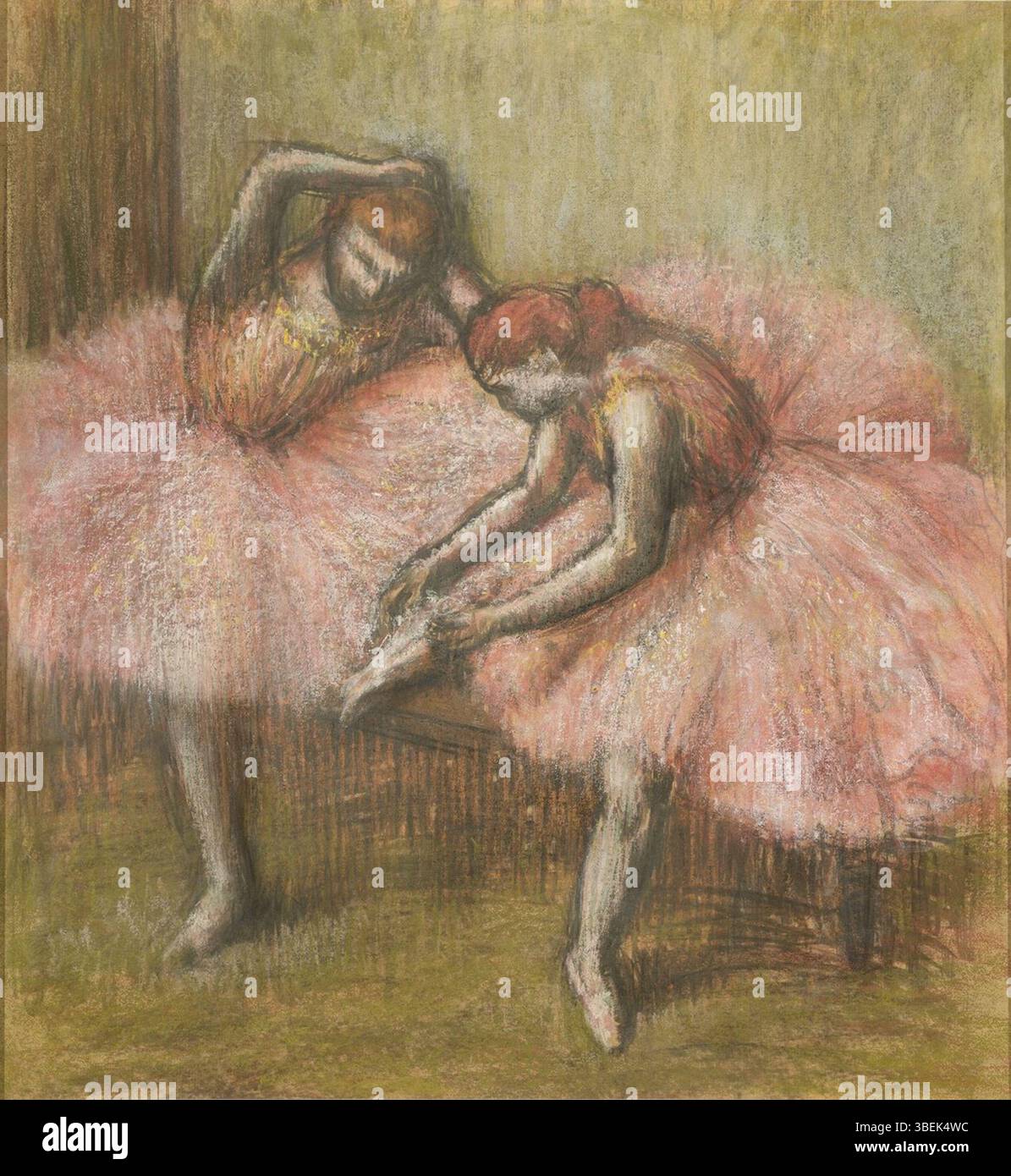 'Two Dancers in Pink Skirts 2406' by Edgar Degas captures two ballet ...