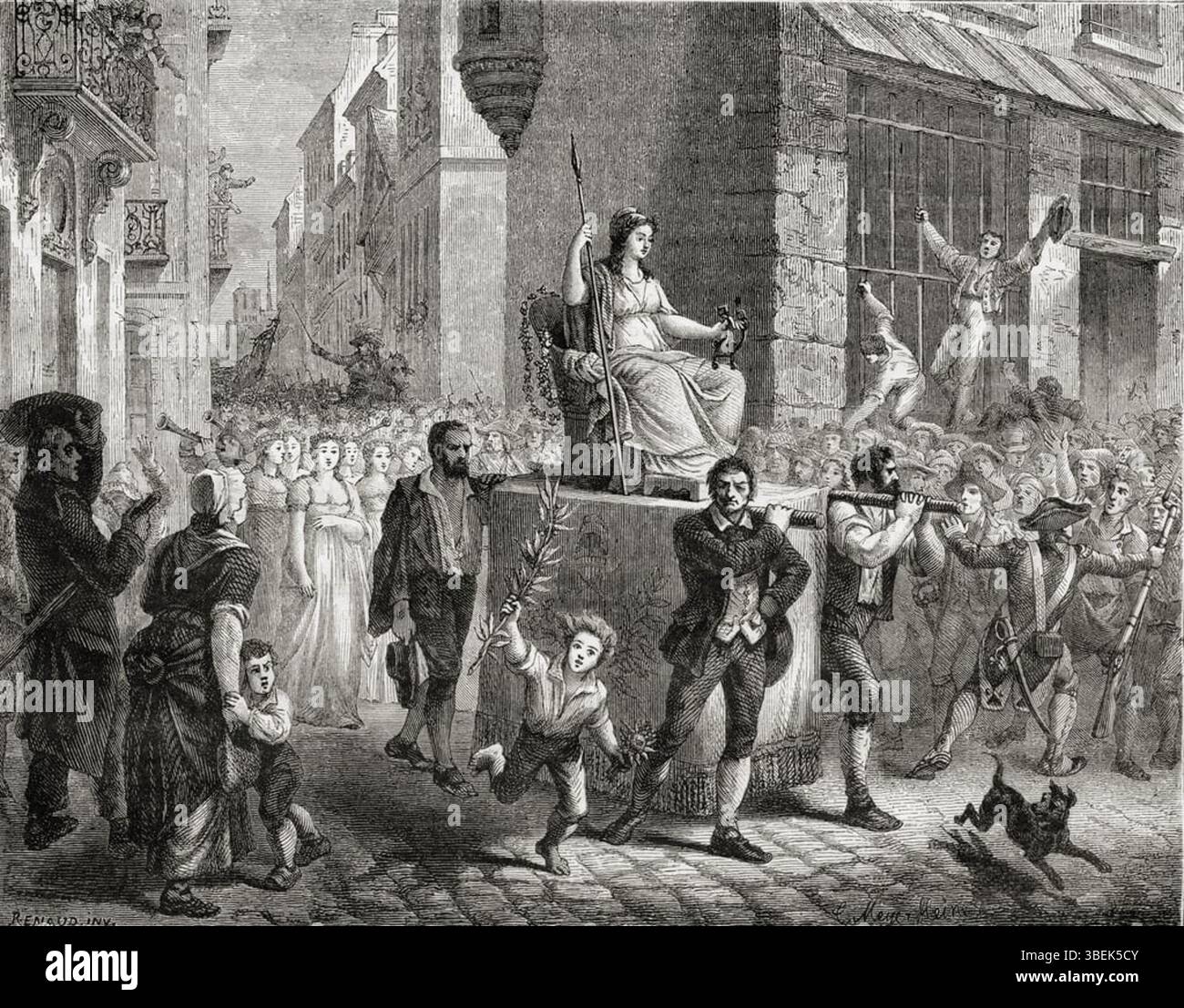 The engraving by Meyer-Heine after Henri Renaud depicts the Procession ...