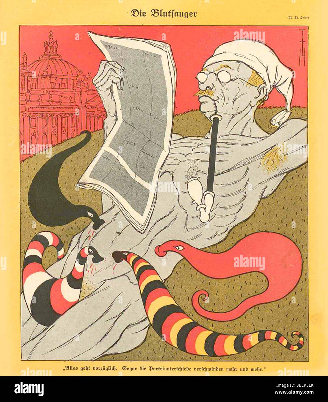 Thomas Theodor Heine's 1928 political cartoon, 'The Bloodsuckers ...