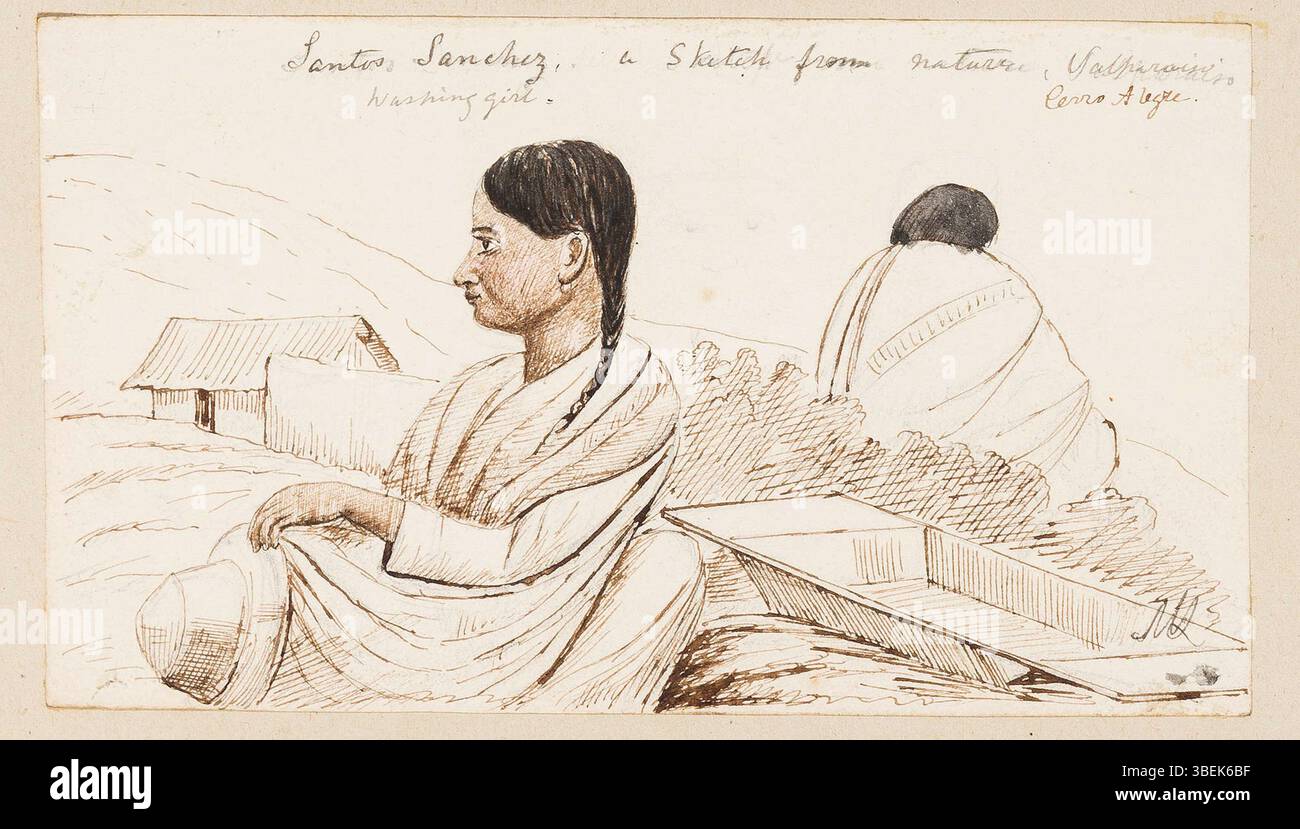 Sketch from nature by Captain Marcus Lowther RN depicting Santos ...