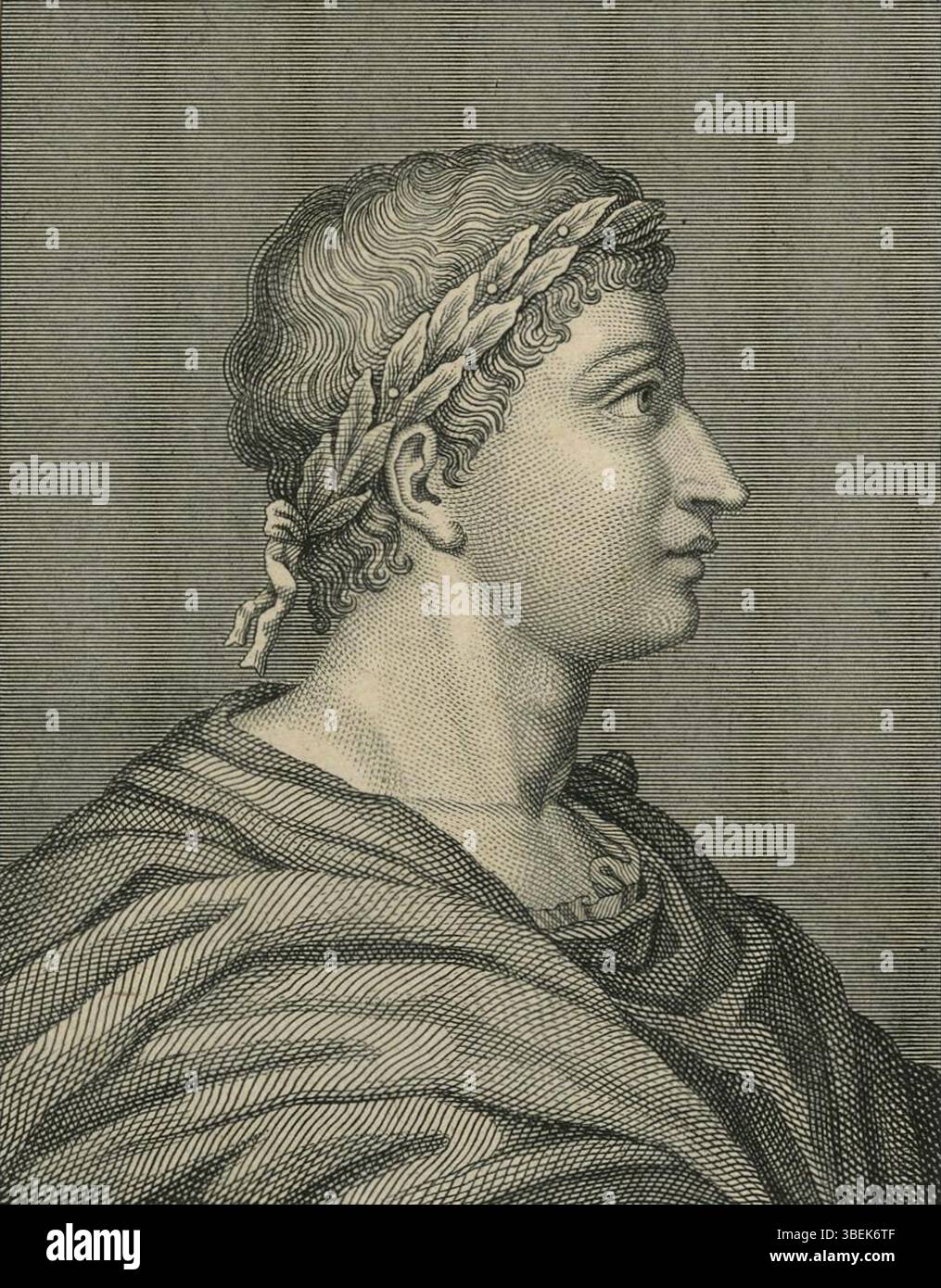 This 18th-century French engraving features the Roman poet Ovid ...