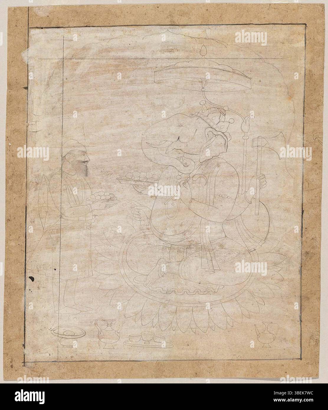 This drawing, attributed to the Family of Nainsukh, portrays a Sikh ...