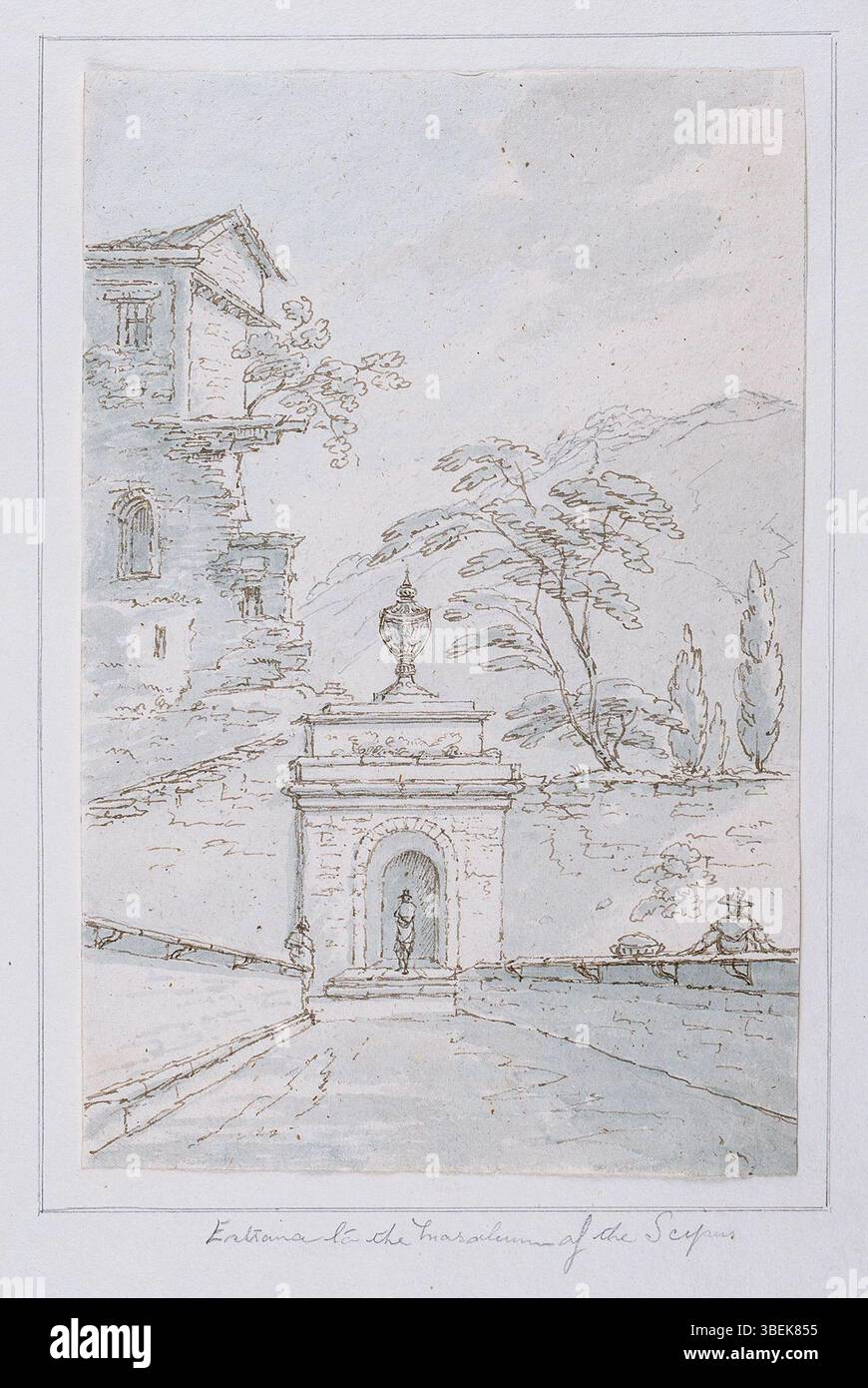 Thomas Sunderland's drawing 'Entrance to the Mausoleum of the Scipios ...
