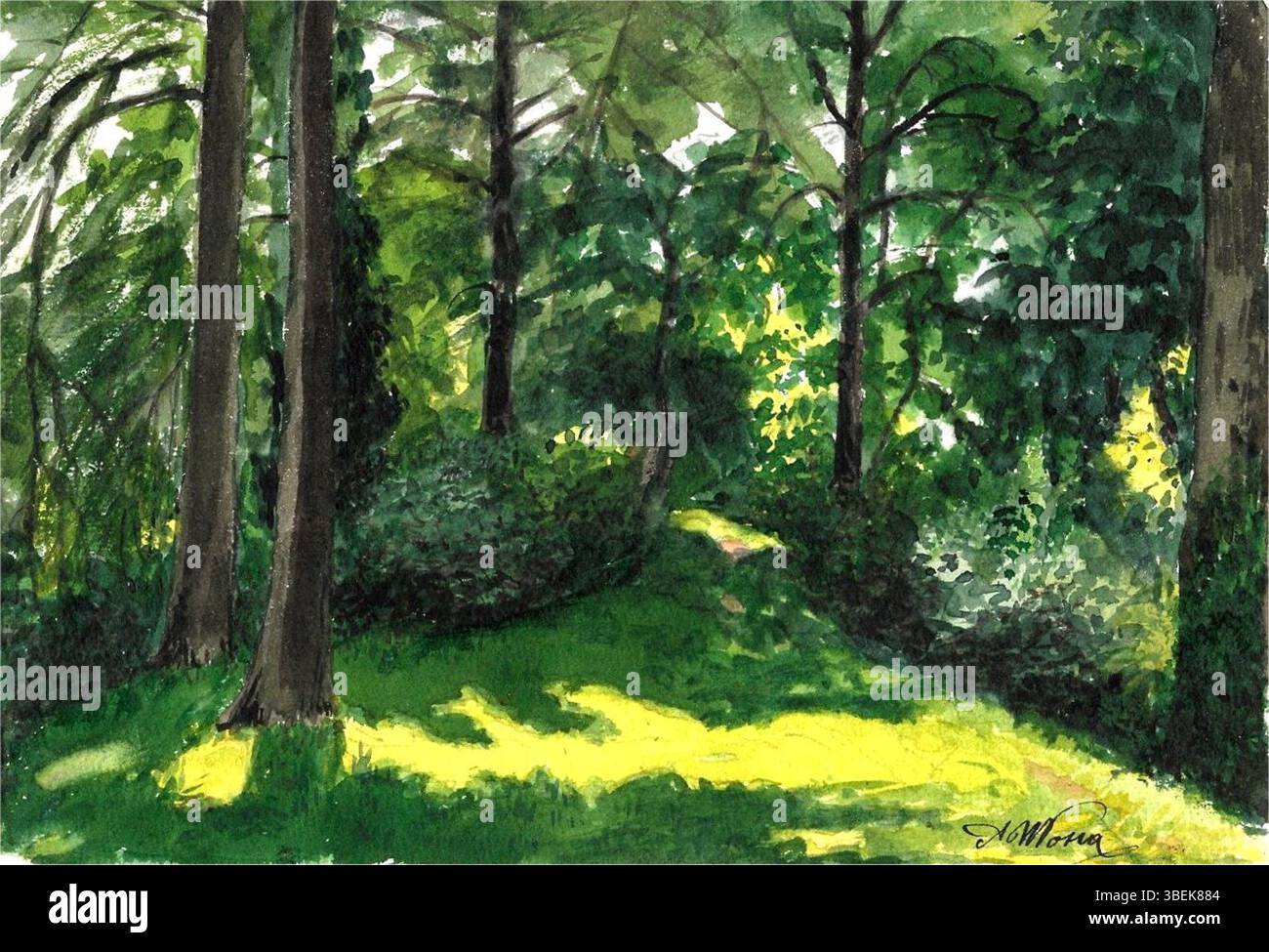 Artwork showing Giardini Margherita, a major park in Bologna, created ...