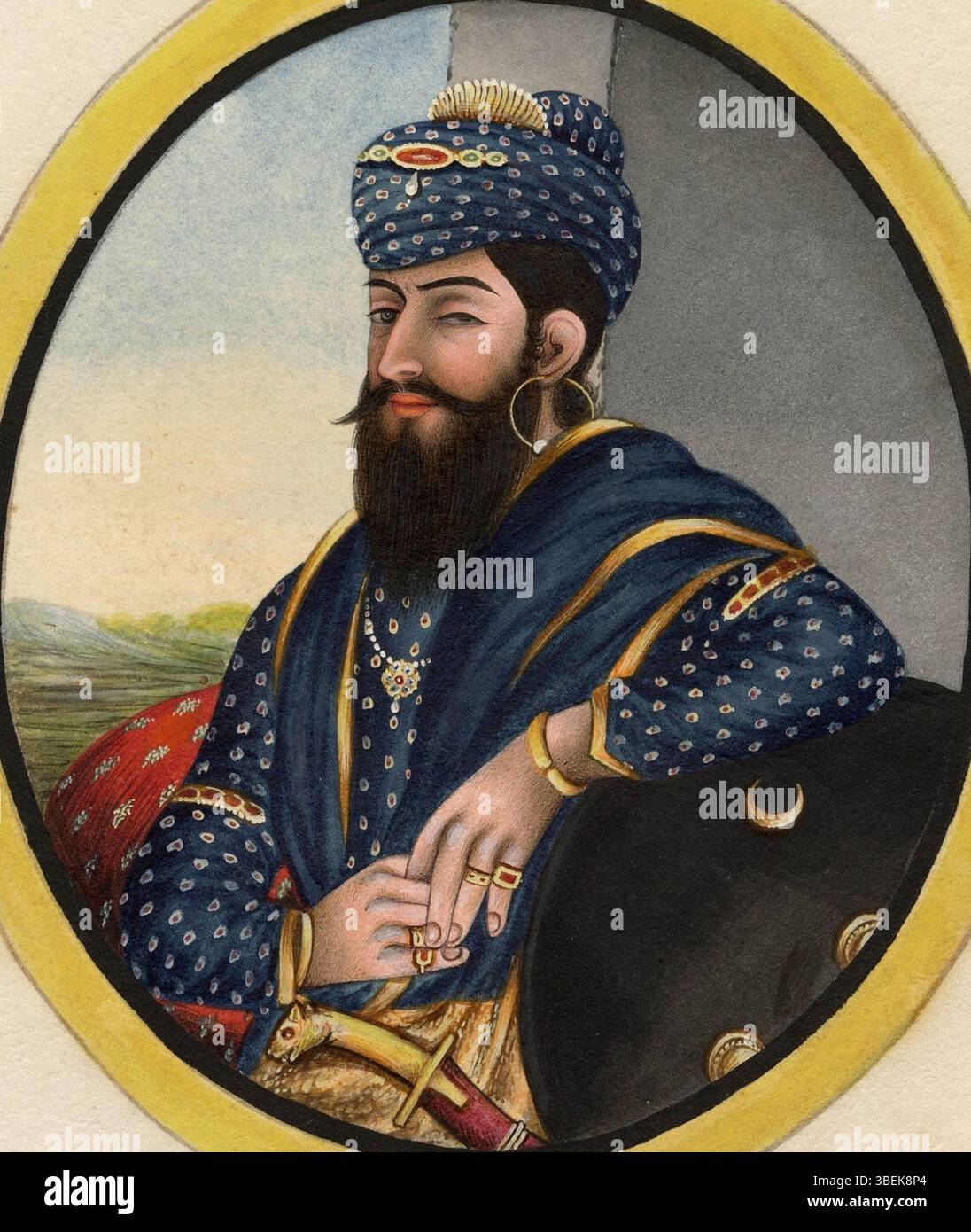 This oval-shaped portrait of Maharaja Ranjit Singh, painted around 1810 ...