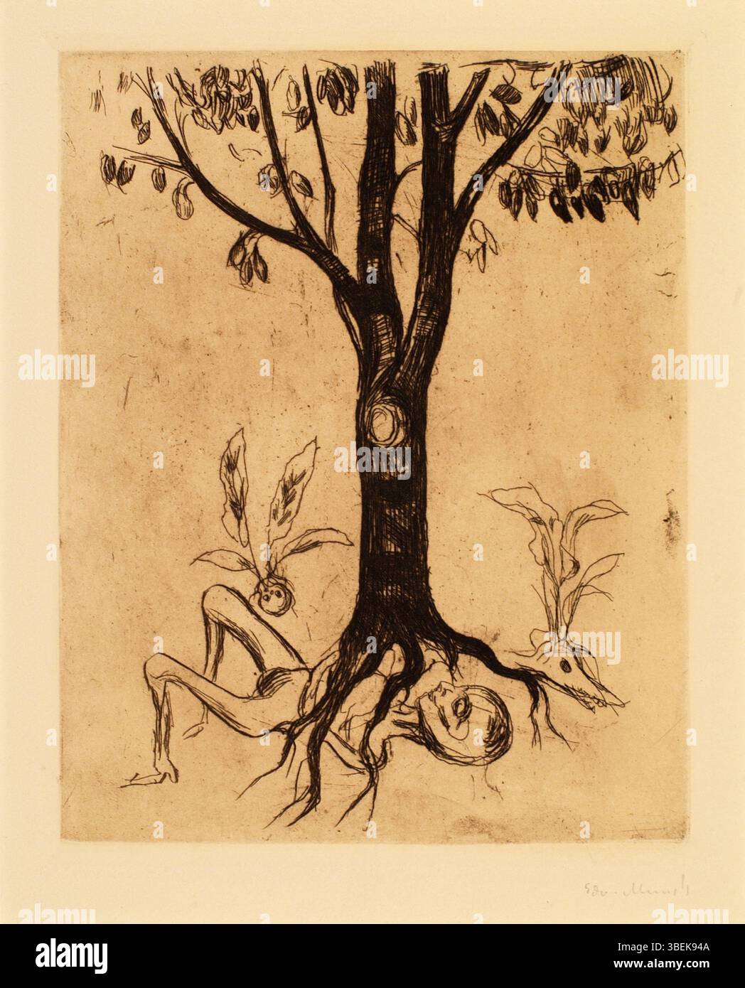 'Life and Death' by Edvard Munch, created in 1902, contrasts birth and ...