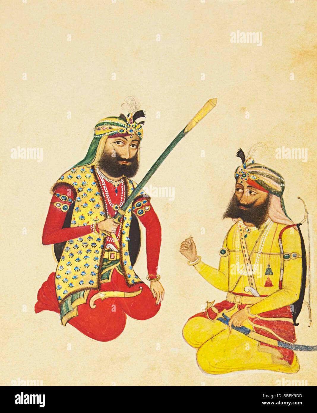 This 19th-century painting depicts two Sikh noblemen from the Punjab ...