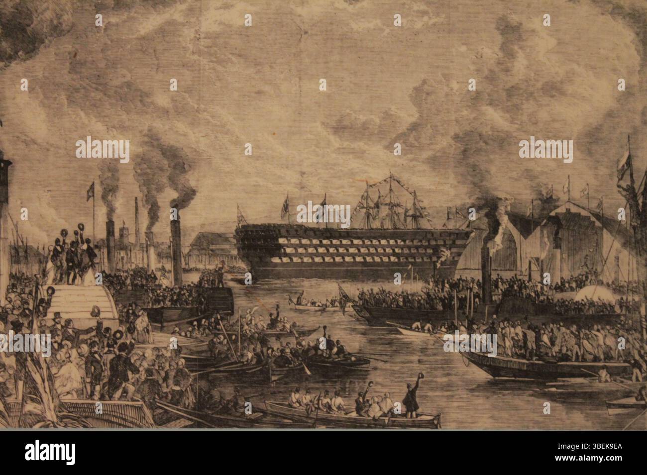 This image captures the launch of the HMS Prince Albert at Woolwich ...