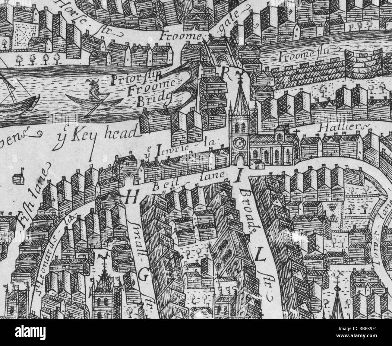 James Millerd’s 1728 map of Bristol depicts the Iewrie Lane (Old Jury ...