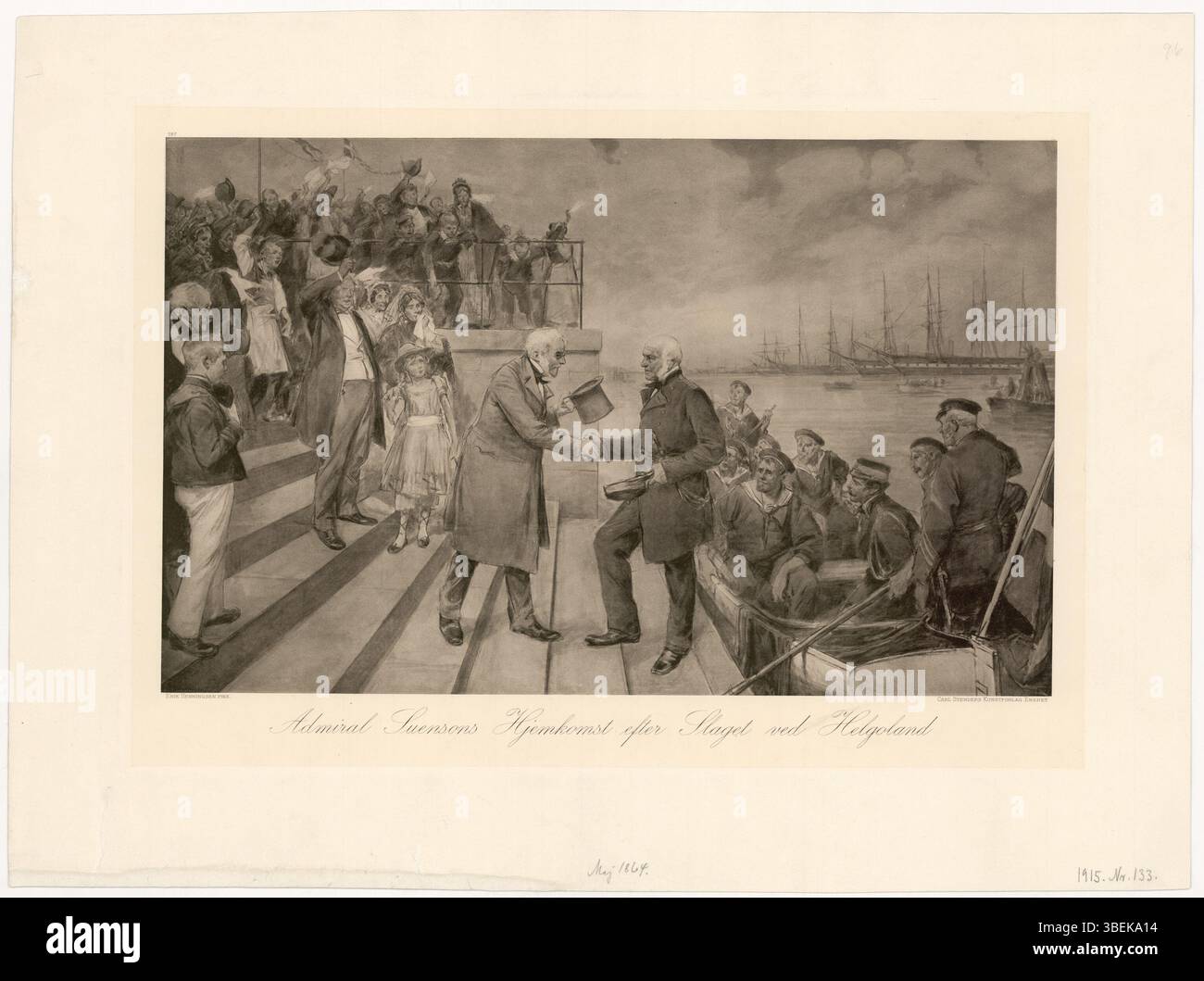 The painting by Erik Henningsen depicts Admiral Suenson's return after ...