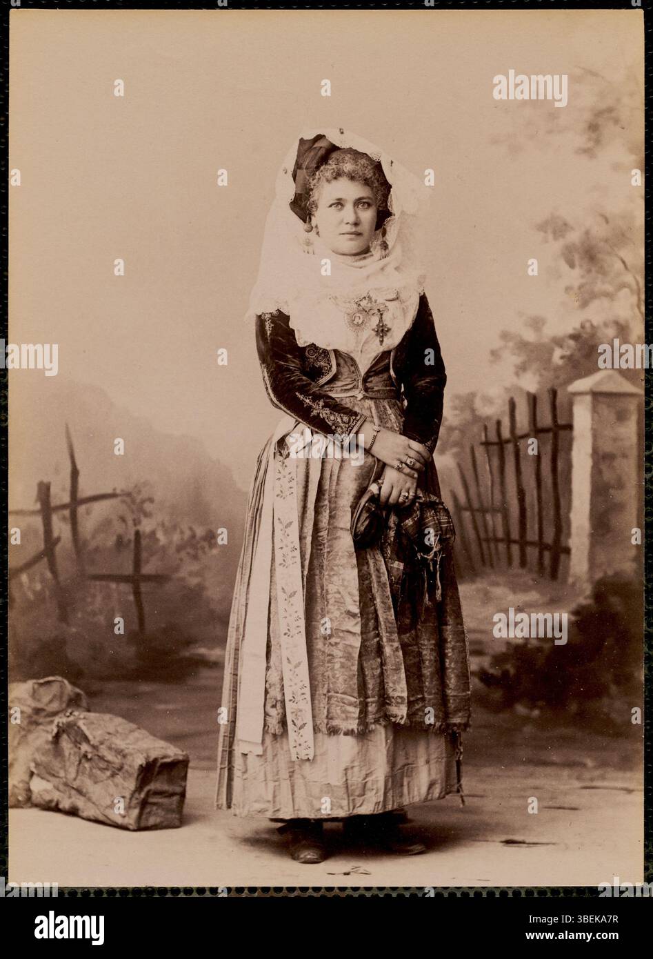 Studio portrait of a woman from Kerkira in the Corfu area wearing ...