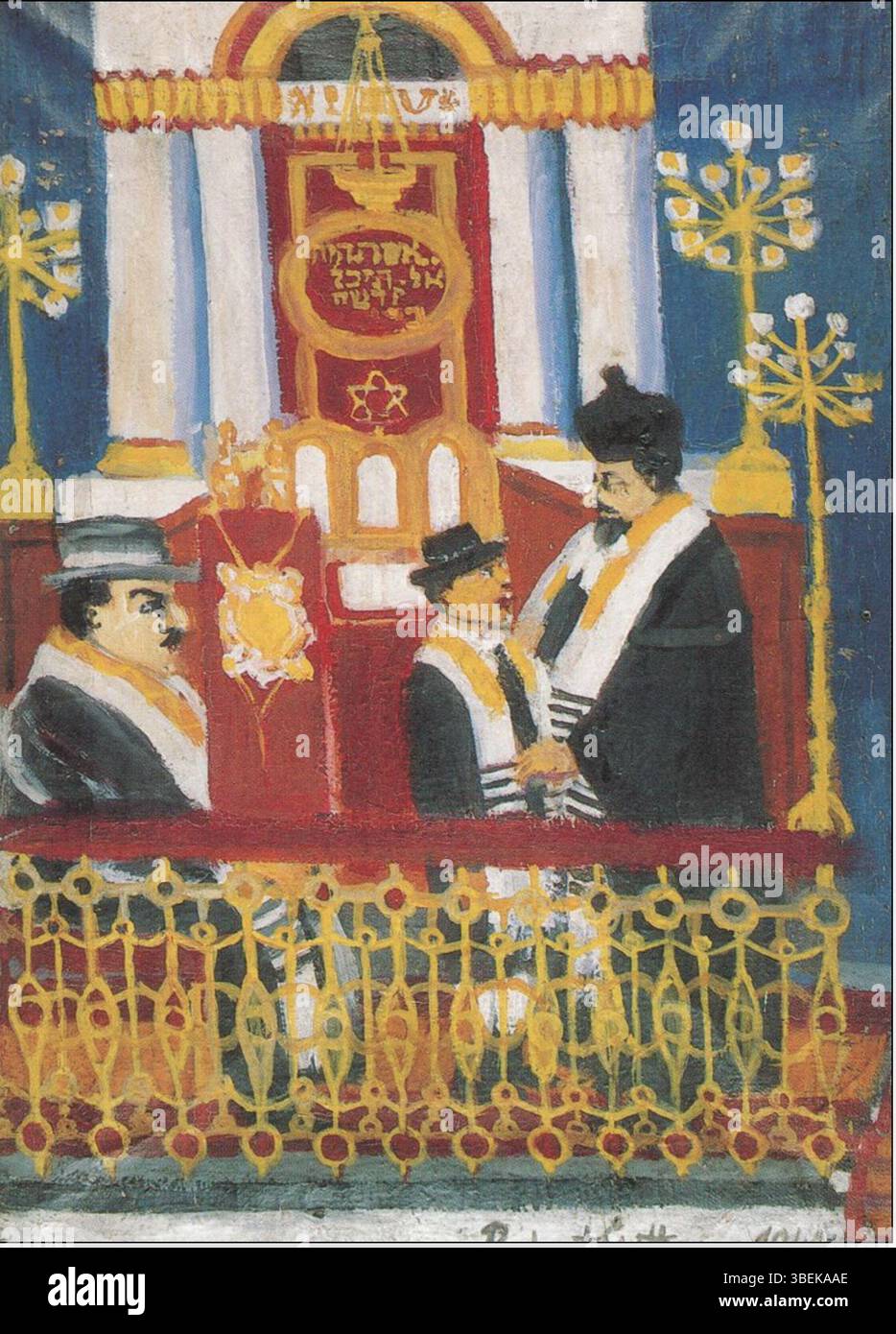 Oil painting from 1941 by Robert Guttmann showing a Jewish boy's Bar ...