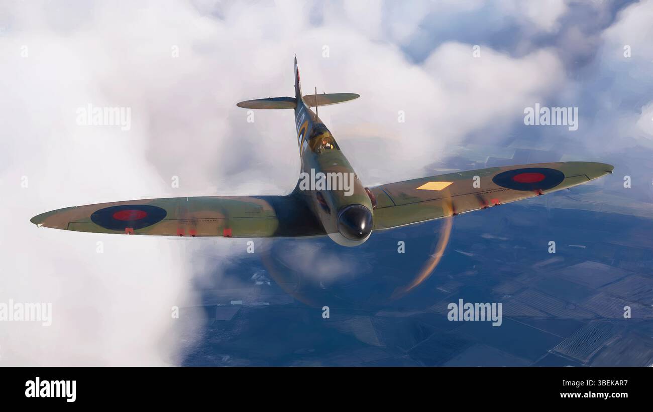 RAF Supermarine Spitfire Mk1a .Arial view Stock Photo - Alamy