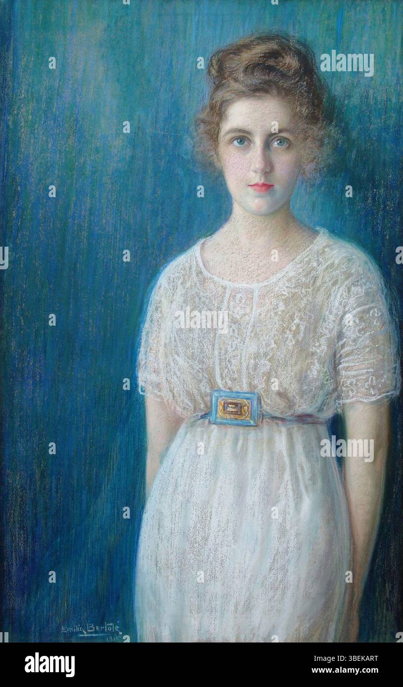 'Self portrait' (1915) by Emilia Bertolé (1896–1949) is a pastel work ...