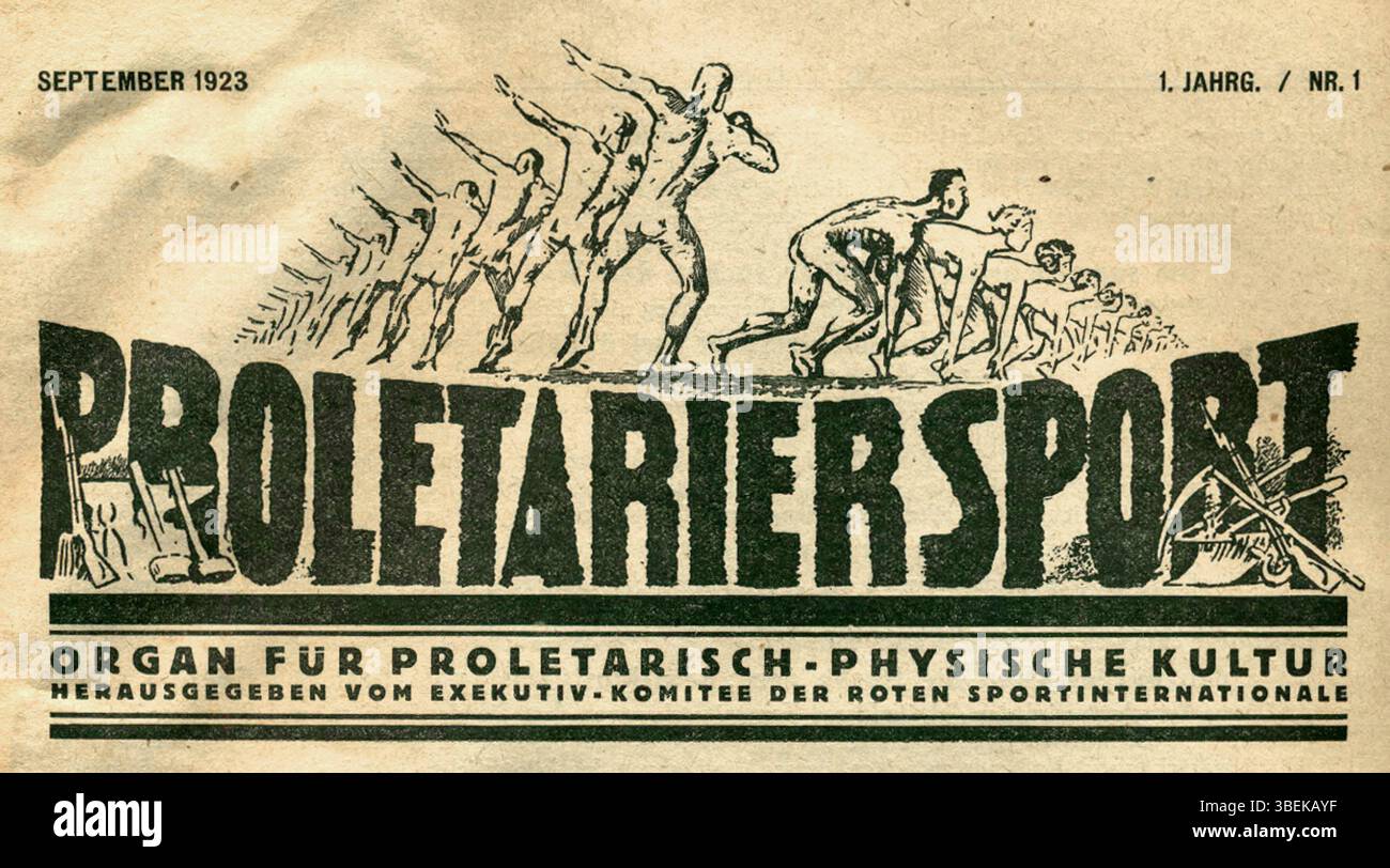 The 1923 cover of the 'Proletariersport' magazine showcases a head ...