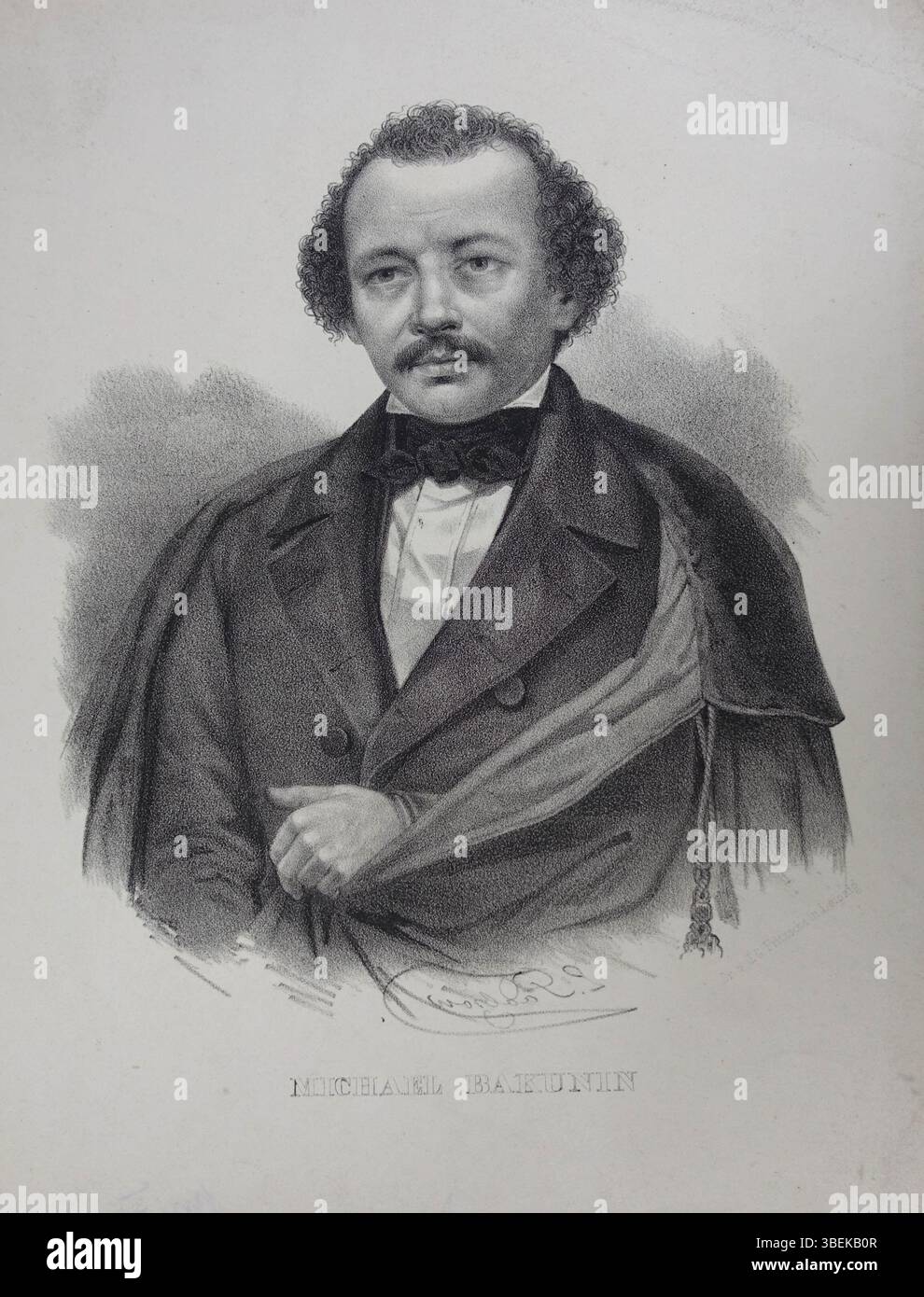 Lithograph of Mikhail Bakunin by Carl Eduard Albert Paalzow, 1848. This ...