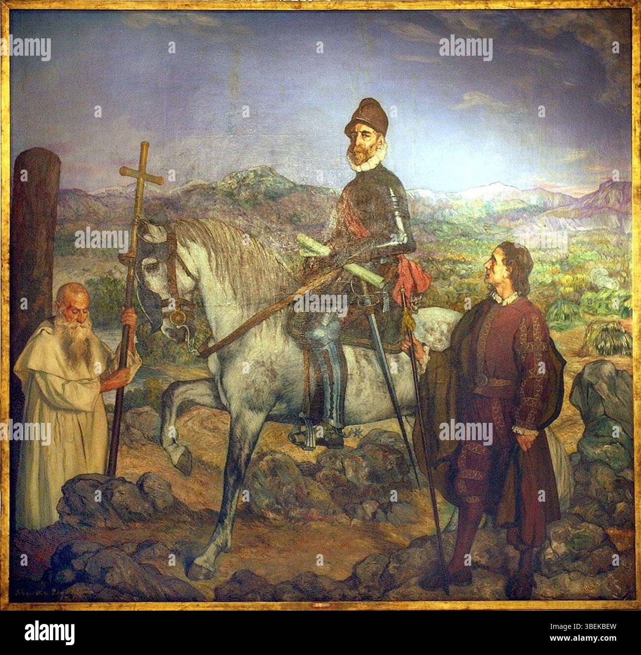 A portrait of Captain Pedro de Valdivia, painted in 1942 by Ignacio ...